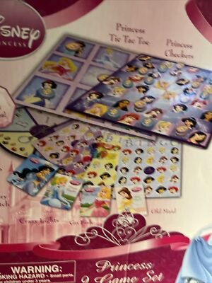 Disney Princess 8 Game Set Checkers Dominoes Bingo Tic Tac Toe Cards | eBay