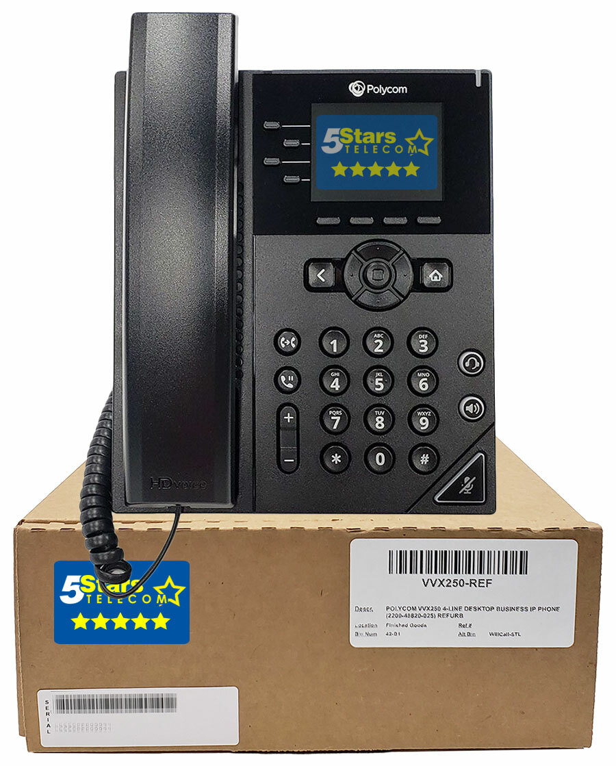 Polycom VVX 250 Business IP Phone (2200-48820-025) - Grade A, 1 Year ...