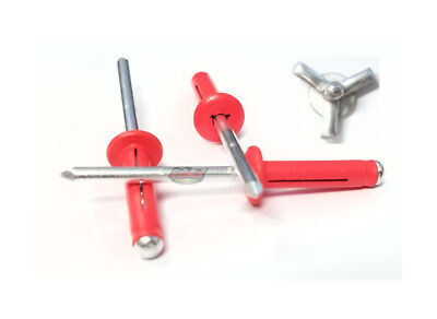 Fluorescent Red Pop Rivets 3/16" Tri-Fold Small Aluminum Head Steel ...