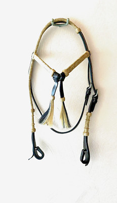 Riata Rawhide Wrapped Leather Western Horse Headstall with Tassels ...