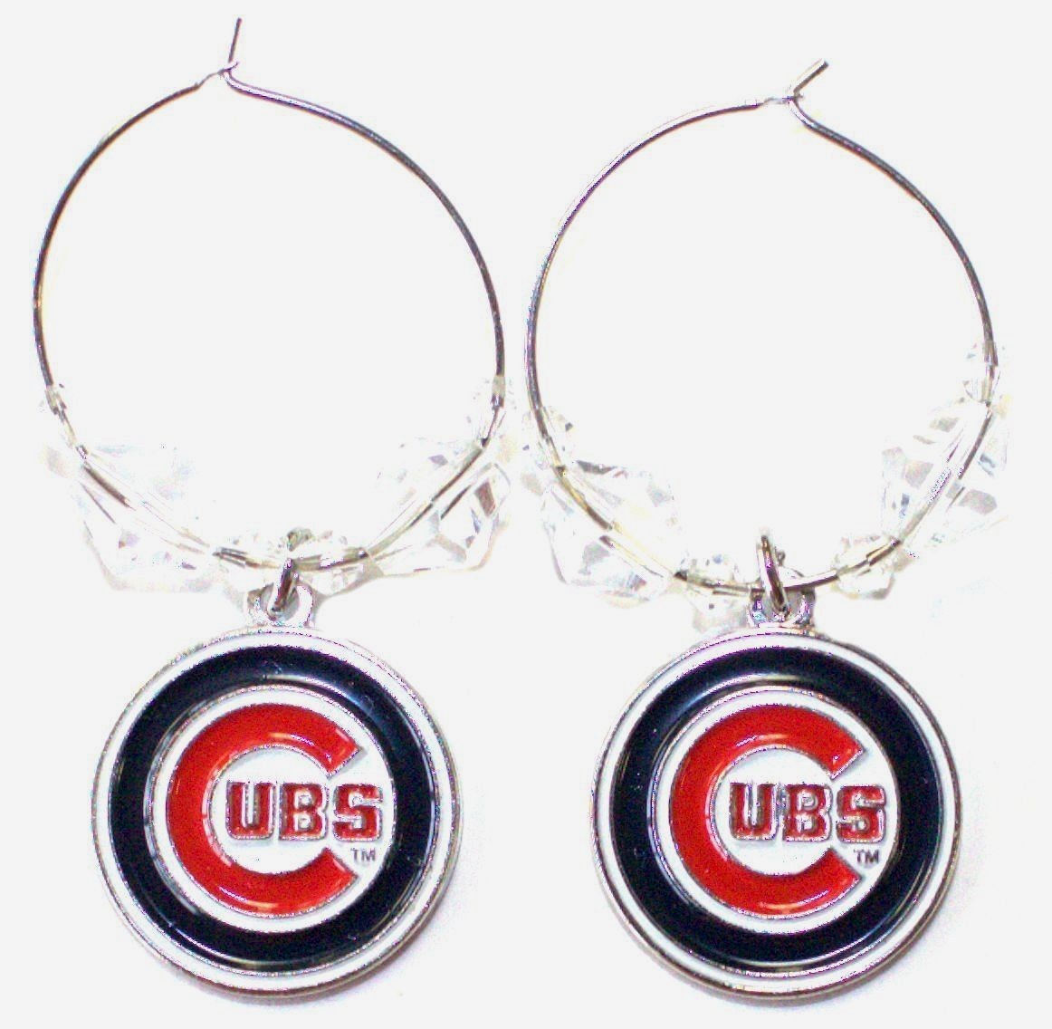 Chicago Cubs Hoop Earrings Clear Beads W/Logo Hypoallergenic MLB ...