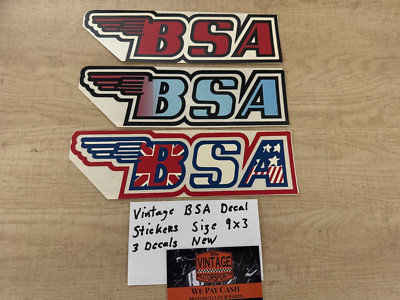 Vintage BSA Motorcycle Decal Stickers Size 9x3 inches 3 Decals included ...
