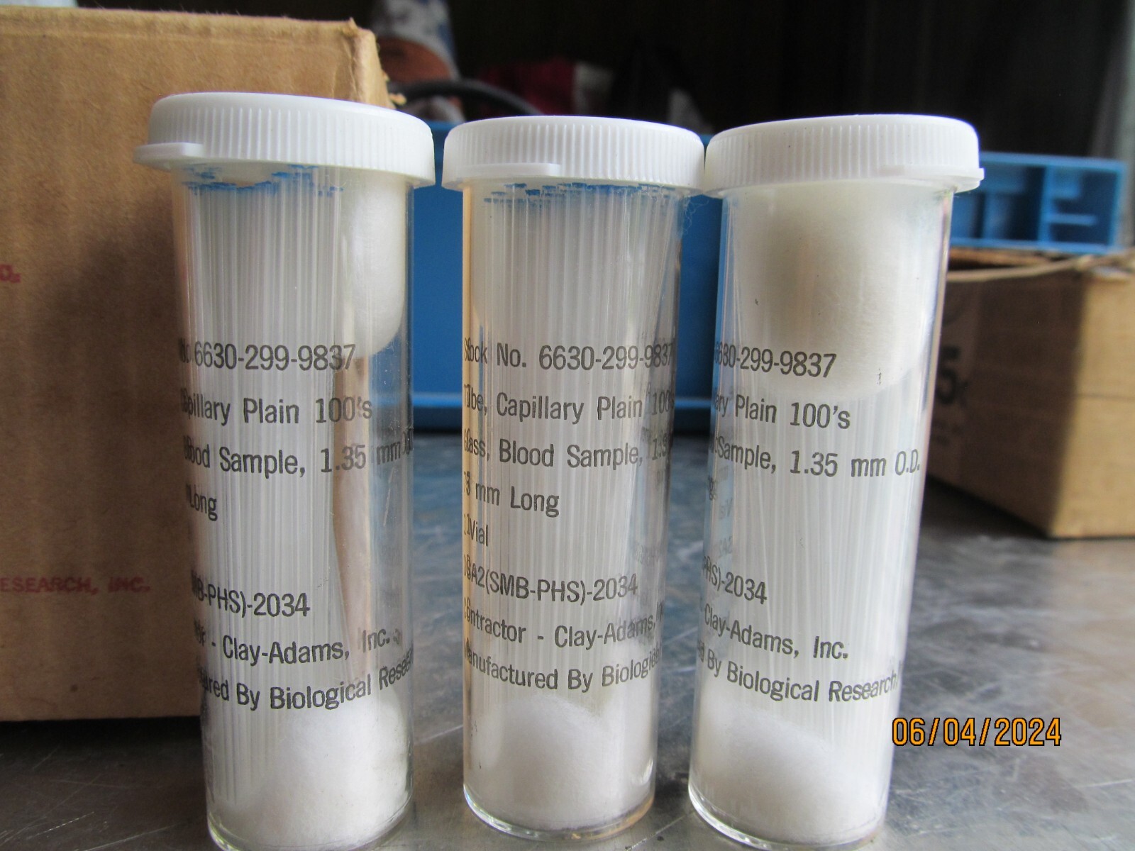 BIOLOGICAL RESEARCH, INC. GLASS CAPILLARY TUBE PLAIN 100s, 1.35 MM OD ...