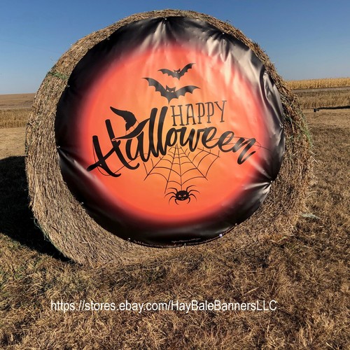 Happy Halloween Spider HayBoard™ Round Hay Bale Banner | eBay
