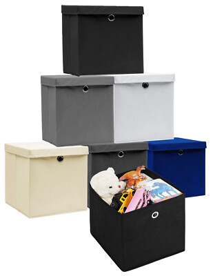 Foldable Storage with Lids Collapsible Boxes Folding Cubes Books Office ...