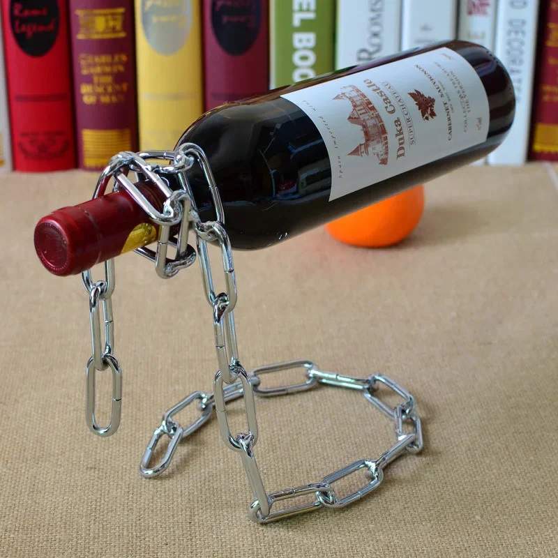 Suspended Chain Red Wine Rack Hanging Metal Wine Holder Wine Bottle ...