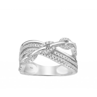 Sterling Silver Sparkly Cross Over Infinity Link Ring Size N (54.4mm ...