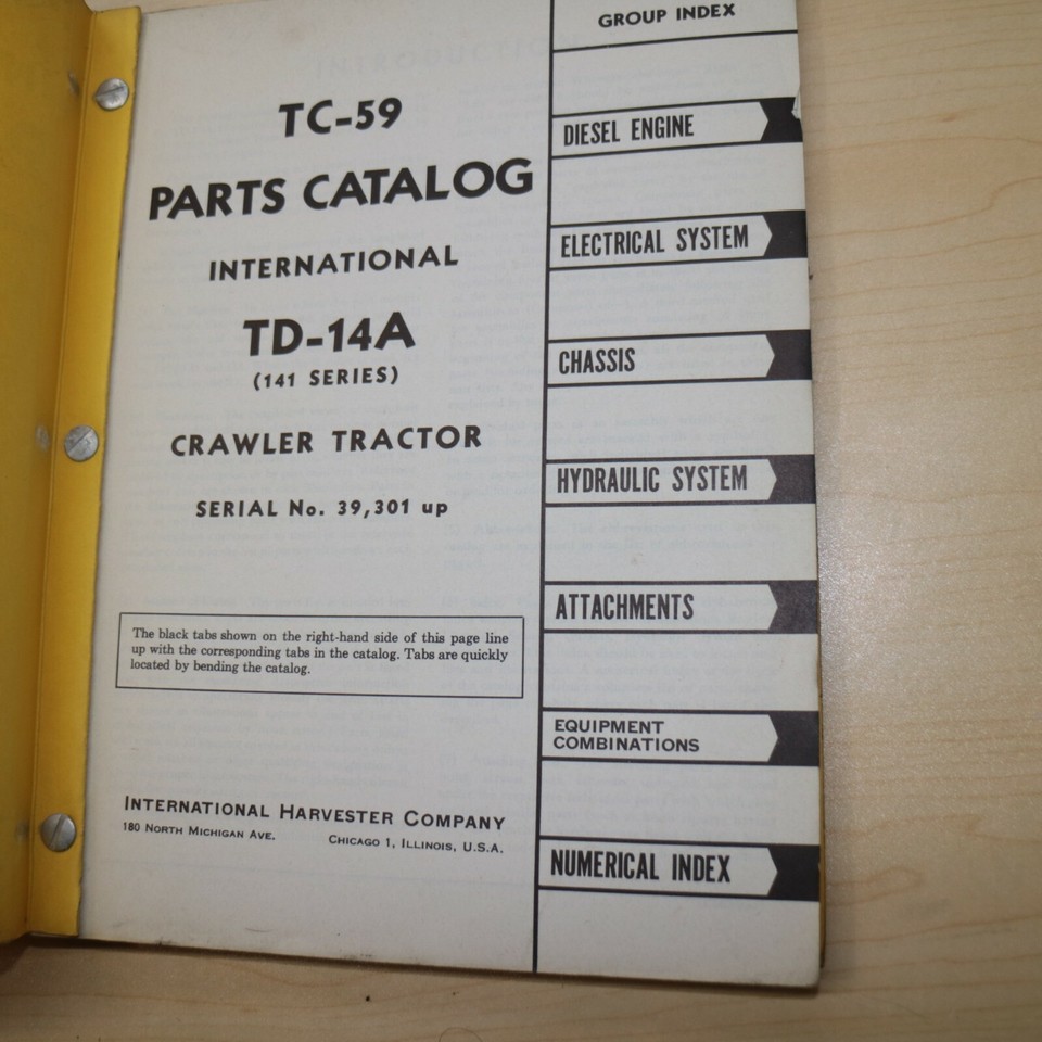 IH INTERNATIONAL TD-14A CRAWLER TRACTOR DOZER Parts Manual Book 141 ...