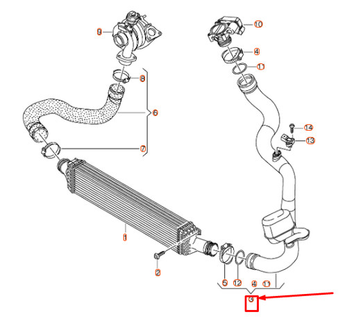AUDI A4 B8 LEFT CHARGE AIR COOLER PRESSURE HOSE 8K0145673AM NO DUTY TO ...