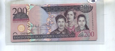 DOMINICAN REPUBLIC 2007 200 PESOS ORO CURRENCY NOTE CU UNCIRCULATED 19F ...