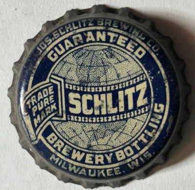 JOS. SCHLITZ CONE TOP BEER BOTTLE CAP; MILWAUKEE, WI WIS.I; 1935-39 ...
