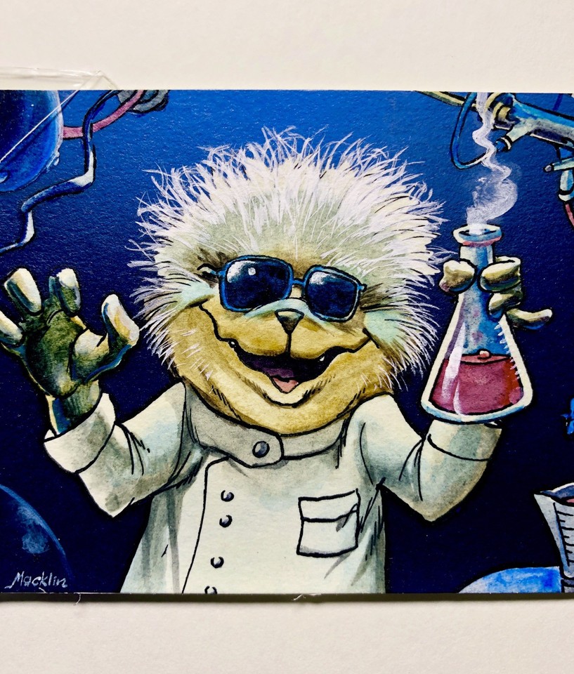 Ken Macklin Original Furry Badge Art Mad Scientist Otter Alchemist 4x2 ...