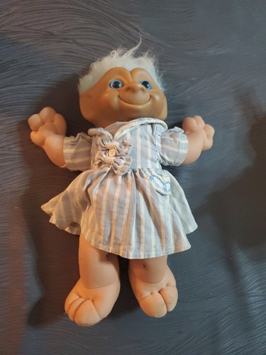 Vtg 1991 Ace 12" Treasure Troll Blue Jewel In Belly Soft Body Clothing ...