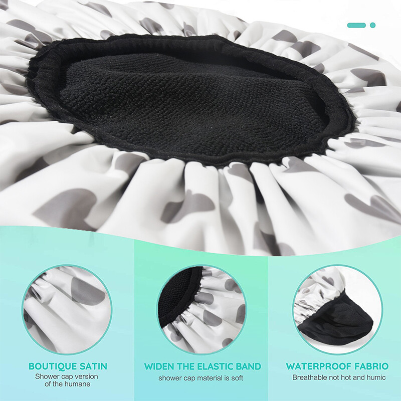 Shower Cap Terry Cloth Lined EVA Exterior Reusable Triple Layer ...