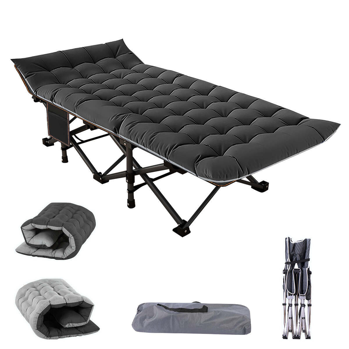 Folding Camping Cot Portable Outdoor Sleeping Bed Cots with Pillow and ...
