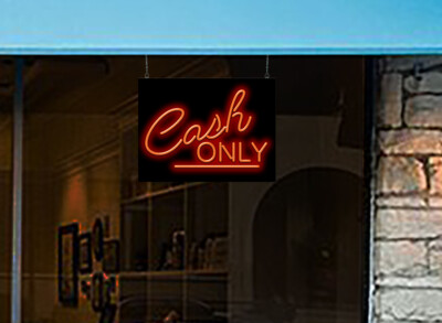 Cash Only Neon Sign REAL Neon Window Sign Red Advertisement Hand Bent ...