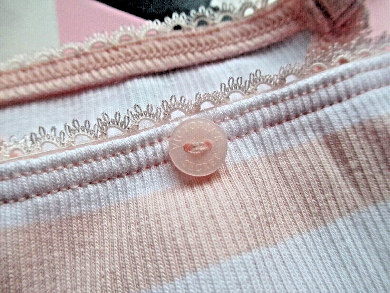 VICTORIA'S SECRET Iconic Pink White Stripe Cotton V-String Thong Panty ...