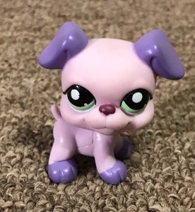 LPS 2007 Littlest Petshop Purple Lilac Lavender Boxer Puppy Dog Figure ...