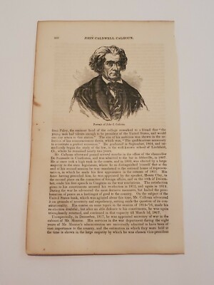 Portrait of John C Calhoun US Vice President c. 1854 Engraving | eBay