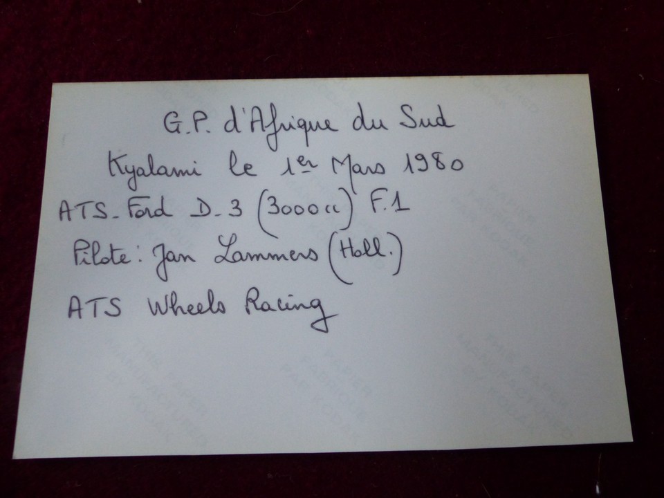 photo originale / GP d' AFRIQUE du sud / 1 mars 1980 / ATS FORD D3 ...
