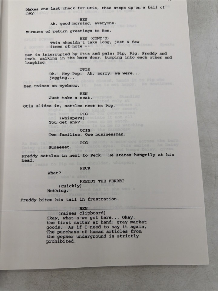 The Barnyard Original Script by Steve Oedekerk Movie Screenplay 2003 | eBay