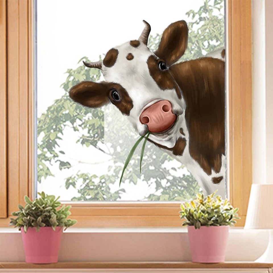 2PCS Cow Static Window Sticker Funny Cow Window Decal Cow Wall Decals ...