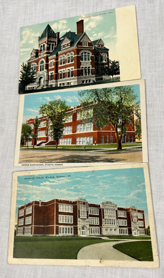 Vintage Wichita School Postcards Roosevelt Horace Mann Washington More ...