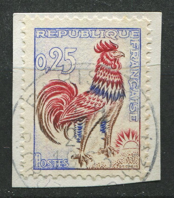 France Stamp Yvert #1331d Scott #1024 Variety Papier Fluor Coq De ...