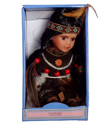 6" Native American/Indian Princess Porcelain Doll, Dark Brown | eBay