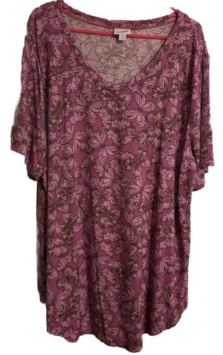 LulaRoe 2XL Iris Tunic Top - Light Purple Heathered with Butterfly ...