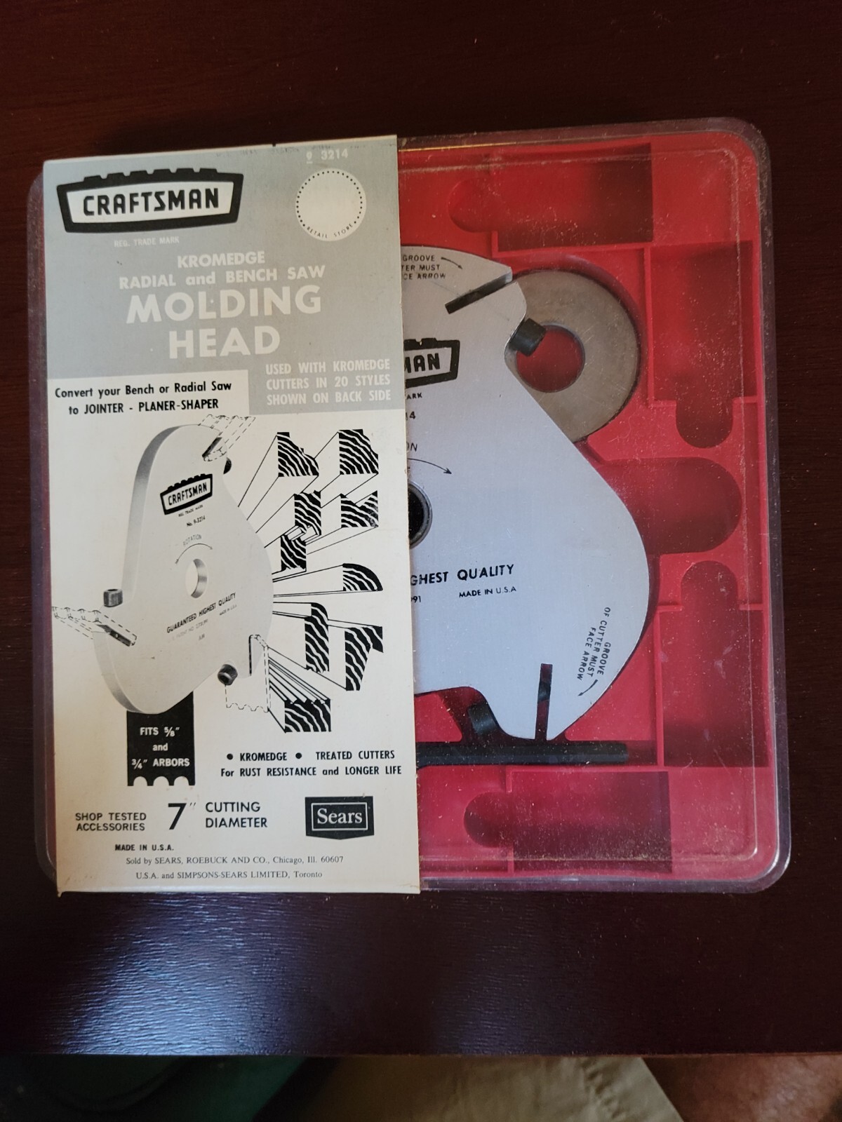 Craftsman 9-3214 Kromedge RADIAL and BENCH SAW Molding Head 7" NEW IN ...