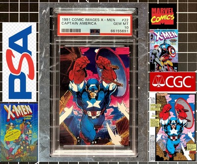 1991 Marvel Comic Images X-Men - PSA 10 GEM MINT - #22 Captain America ...