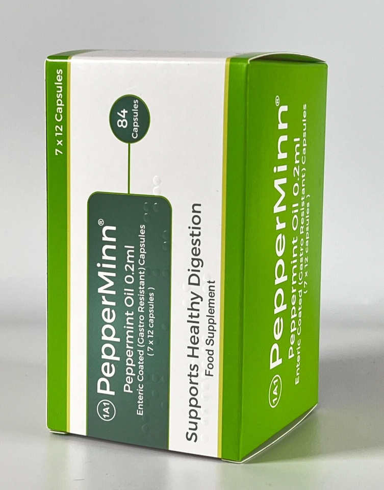 Pepperminn Peppermint Oil-0.2ml-84 Enteric Coated Capsules-Relieves IBS ...