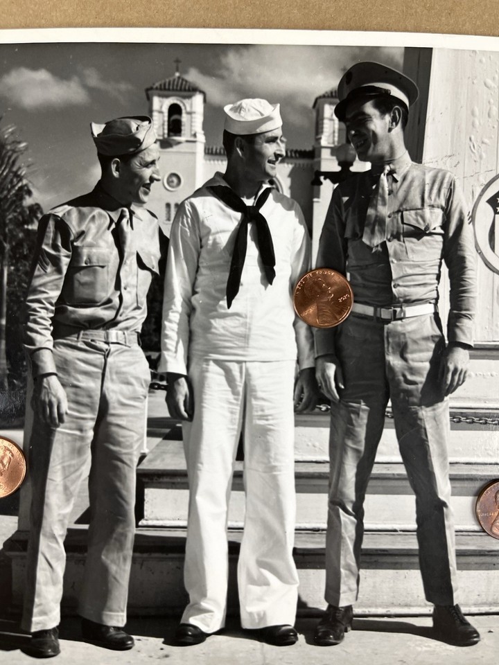 WWII WW2 US Marine Corps Press Photo Three Services Army Navy Marine ...