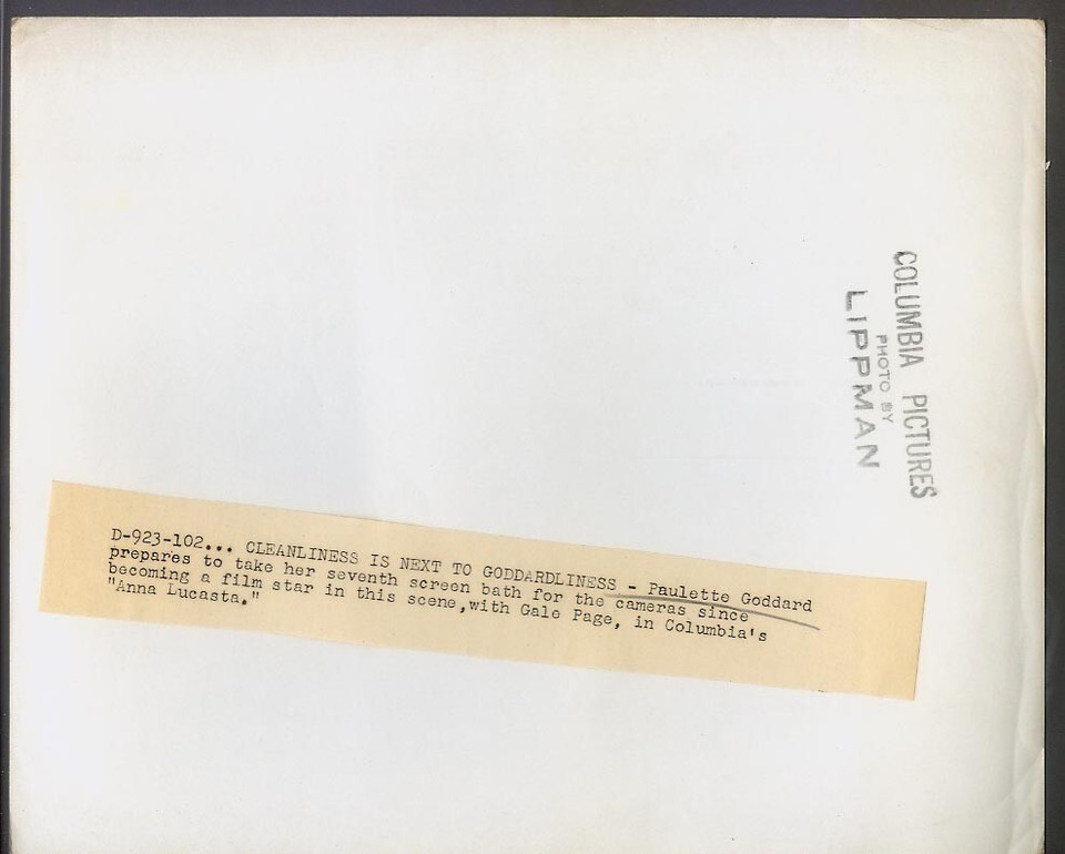 Paulette Goddard in bathtub Gale Page rare 1949 Lippman photo Anna ...