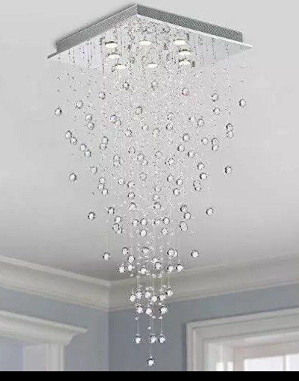Bestier Modern Crystal Square Raindrop Chandelier Lighting Flush Mount ...