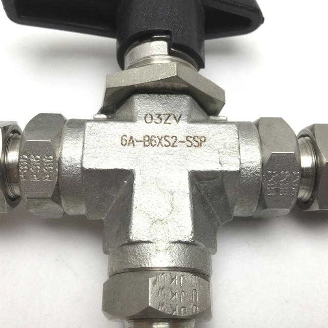 PARKER 6A-B6XS2-SSP A-LOK Three Way B-Series Ball Valve 3/8" A-LOK for ...