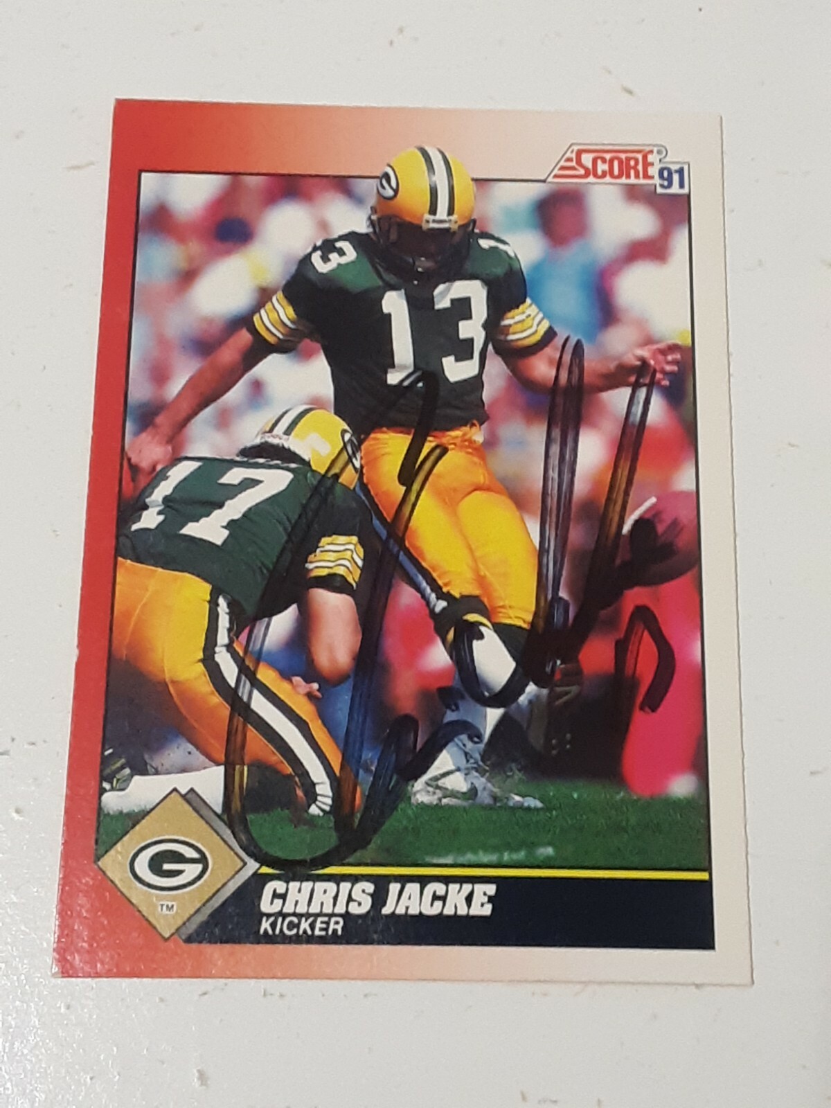 Chris Jacke Green Bay Packers 1991 Score Autograph Card #213 READ ...