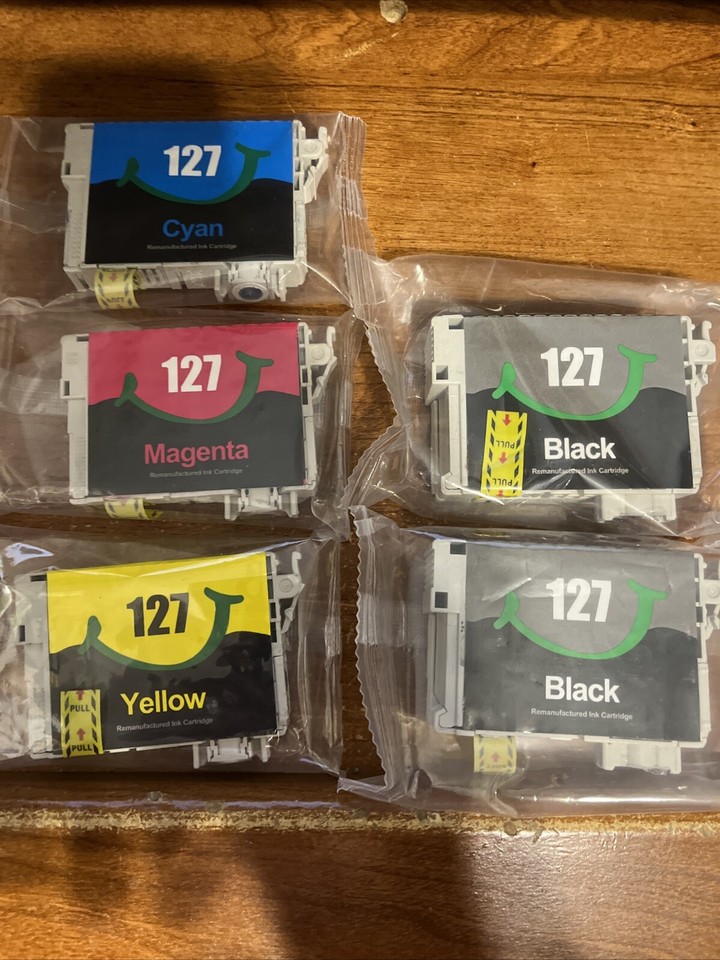 (5) 127 Ink For Epson 124 T124 Stylus NX125 127 130 230 330 420 430 ...