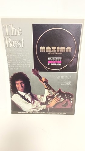 MAXIMA GOLD GUITAR STRINGS BRIAN MAY 1983 - 10X8 - PRINT AD a4 | eBay