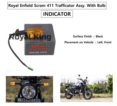 Royal Enfield "Trafficator Assy. With Bulb LH Front Black" FOR Scram ...