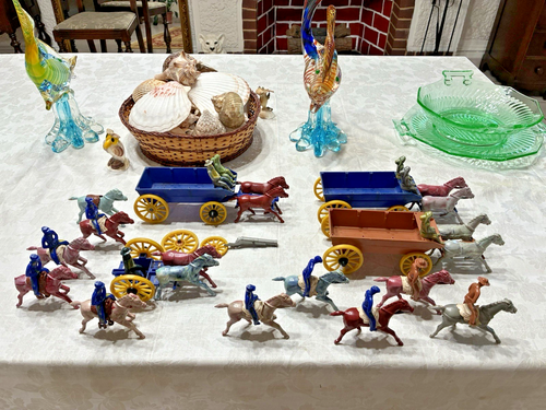 REL Hard Plastic COWBOYS Wagons & Horses 1950's | eBay