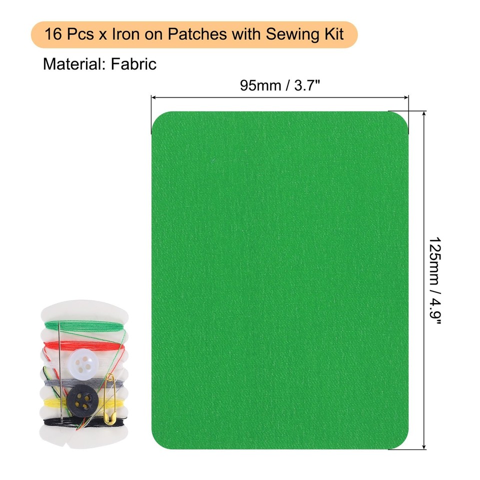 16 Pcs Iron on Patches with Sewing Kit Fabric Repair Patch 4.9"x3.7 ...
