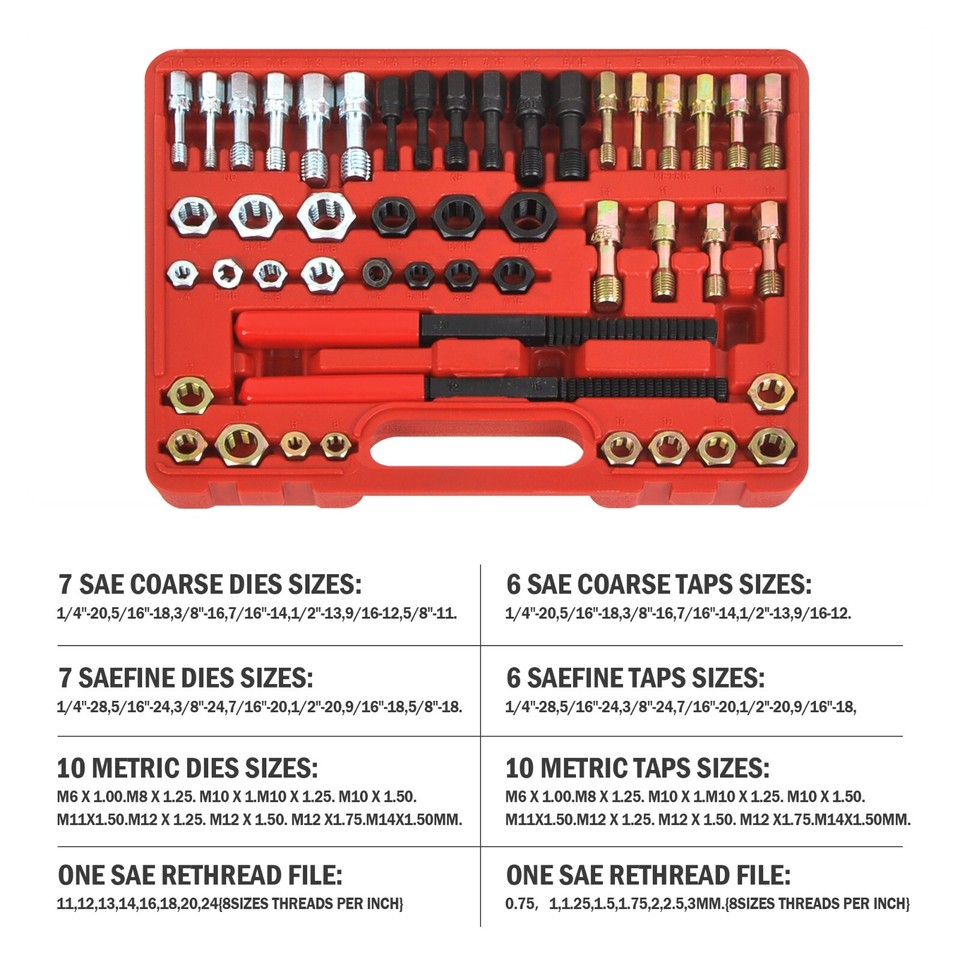 48 Pcs Thread Repair Chaser Set UNF UNC and Metric Thread Restorer Kit ...