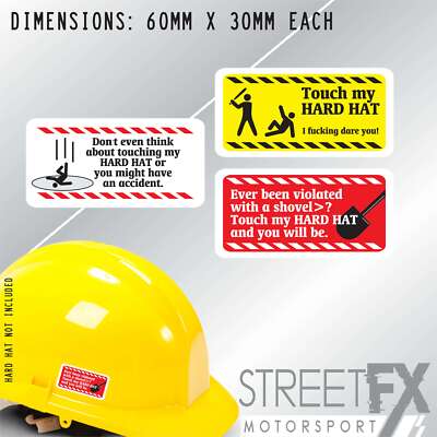 Hard Hat Triple Pack Sticker Workplace Tools Tradie Safety Funnys Decal ...