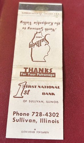 Matchbook Cover First National Bank Of Sullivan Illinois | eBay