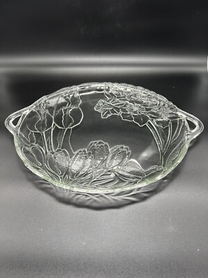 Vintage Colony Craft Pressed Embossed Glass Floral Daffodil Tulip ...