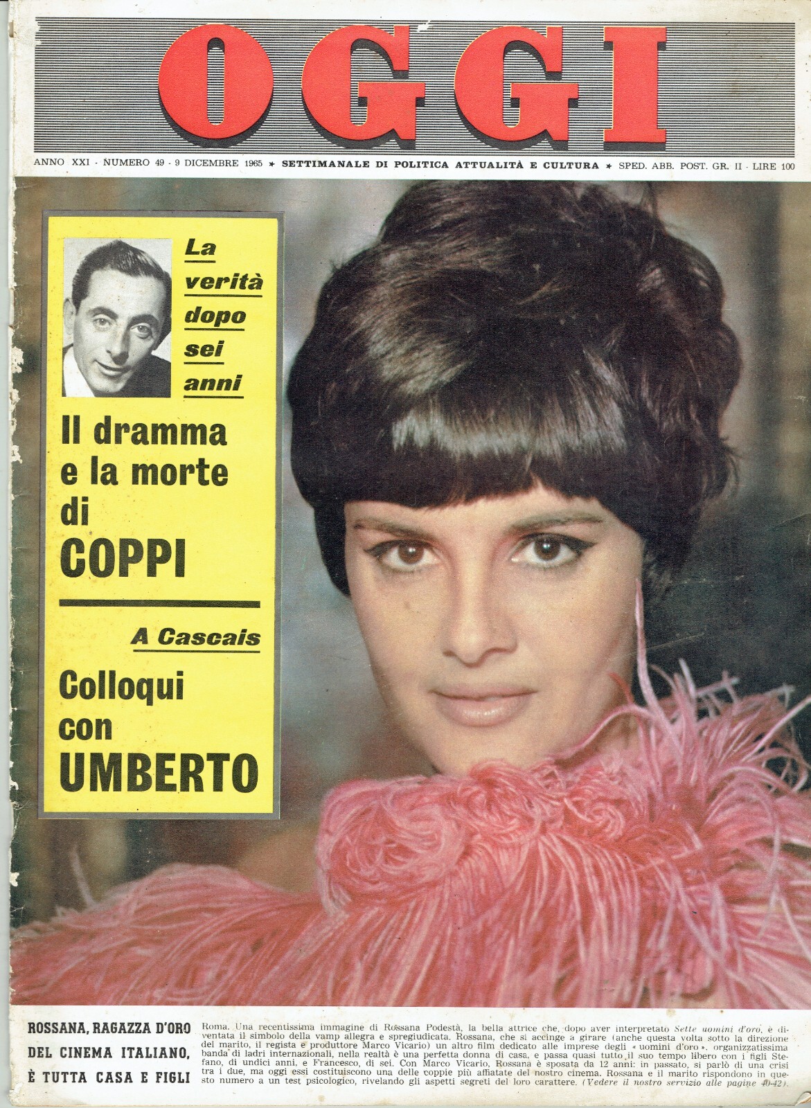 1965/49=MARCO VICARIO=DANIELA BIANCHI=PAOLO MARINA ORFEI CIRCO ...