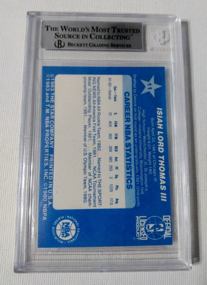 1983 Star All-Star Game #11 ISIAH THOMAS BGS 8.5 NRMT RC XRC Rookie ...
