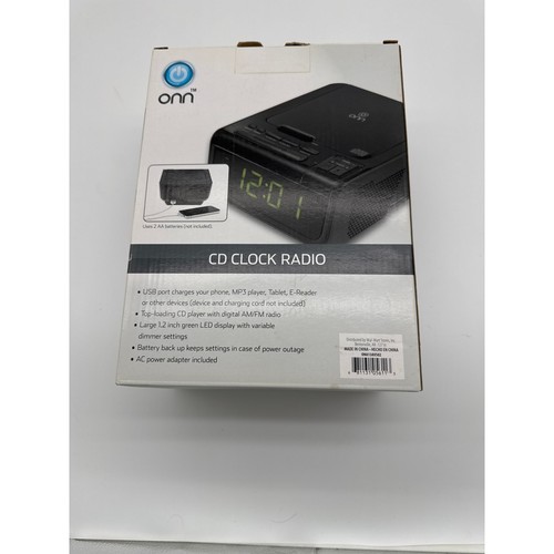 New ONN ONA13AV502 CD Clock Radio Green LED Display USB Port Digital AM ...